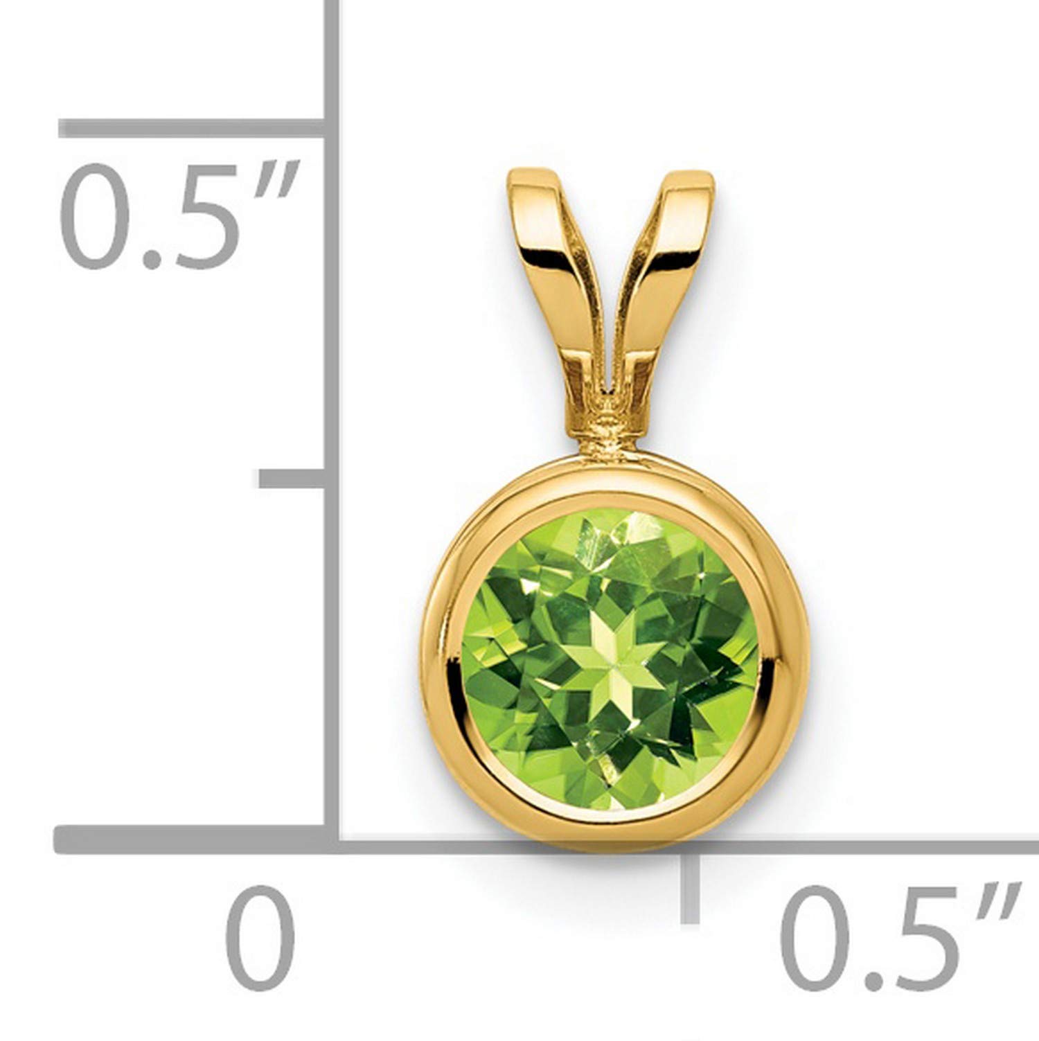 Jewelry Stores Network 14k Yellow Gold 6mm Peridot bezel pendant 11 mm x 7 mm