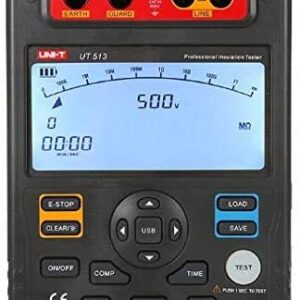 UNI-T UT513 Digital Insulation Resistance Tester, 500V/1000V/2500V/5000V, Auto Range, Display Count: 9999