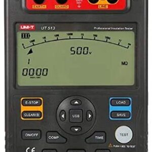 UNI-T UT513 Digital Insulation Resistance Tester, 500V/1000V/2500V/5000V, Auto Range, Display Count: 9999