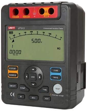 UNI-T UT513 Digital Insulation Resistance Tester, 500V/1000V/2500V/5000V, Auto Range, Display Count: 9999