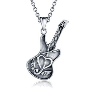 925 sterling silver guitar cremation jewelry for ash - guitar locket urn necklace musical memorial pendant bereavement keepsake gift for loss of guitarist or music lover (guitar urn holds ashes)