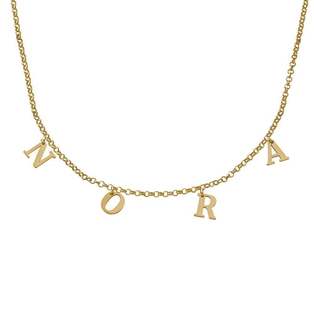 MyNameNecklace Personalized Adjustable Choker Necklace with Hanging Name Initial Letters-Custom Made Christmas Jewelry Gift (18k Gold Plating- Custom Your Own)