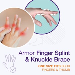 Armor Finger Extension Splint, Knuckle Brace for Injury, Arthritis, Tendinitis, PIP Joint Tightness, and Boutonniére Deformities with Adjustable Bilateral Wires, All Ages, Large