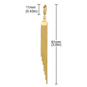 Long Tassel Dangle Earrings 18k Gold Plated Metal Chain Drop Earrings Minimalist Huggie Hoop Earrings For Women Dainty Hypoallergenic Earrings Gift For Her (Gold)