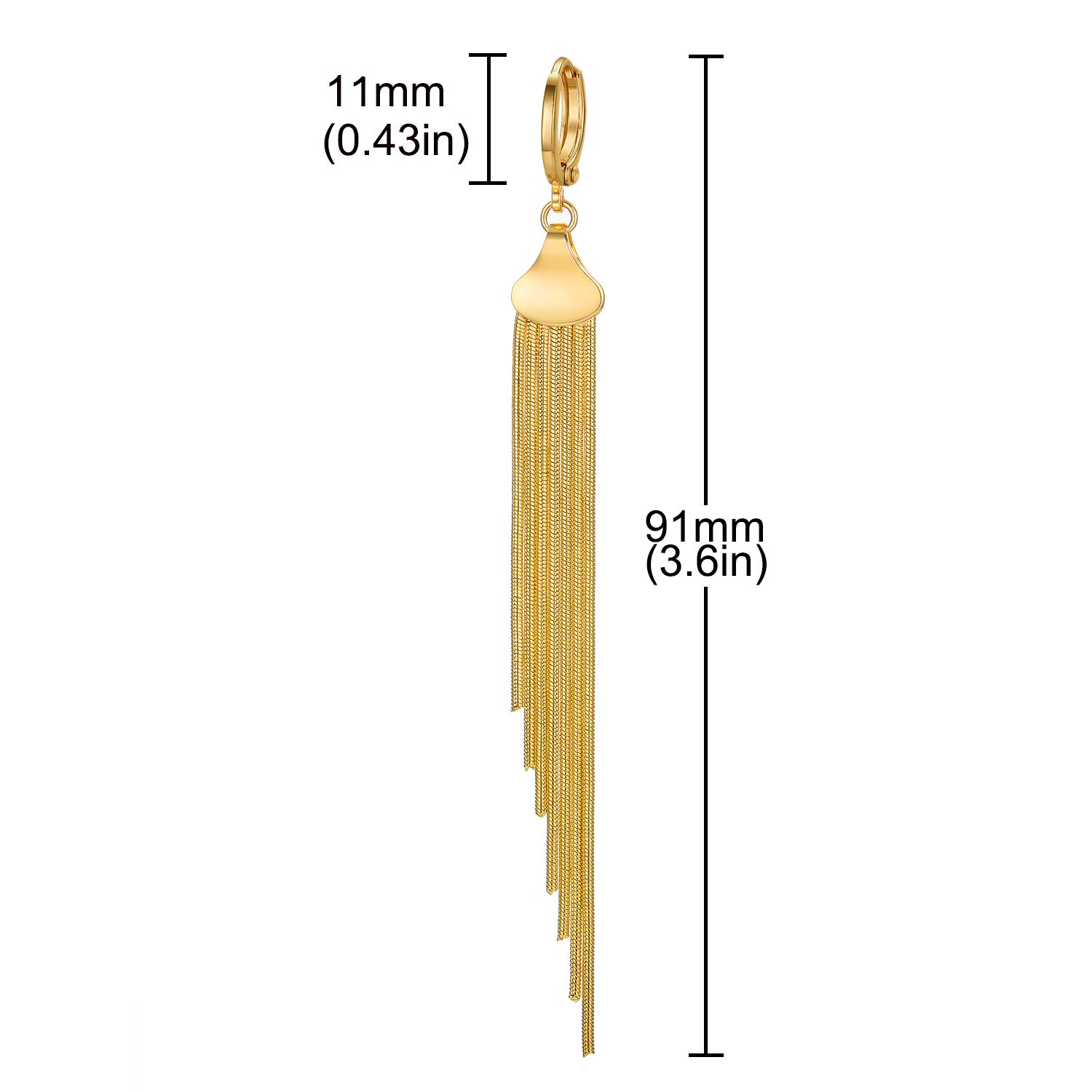 Long Tassel Dangle Earrings 18k Gold Plated Metal Chain Drop Earrings Minimalist Huggie Hoop Earrings For Women Dainty Hypoallergenic Earrings Gift For Her (Gold)