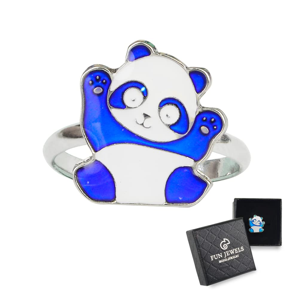 FUN JEWELS Cute Panda Bear Color Change Animal Mood Ring Gift for Boys Girls Size Adjustable