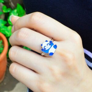 FUN JEWELS Cute Panda Bear Color Change Animal Mood Ring Gift for Boys Girls Size Adjustable