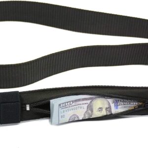 Money Belts for Travel for Men, Nylon Military Tactical Mens with Zinc Alloy Buckle, Security Money Belt with Hidden Money Pocket - Black