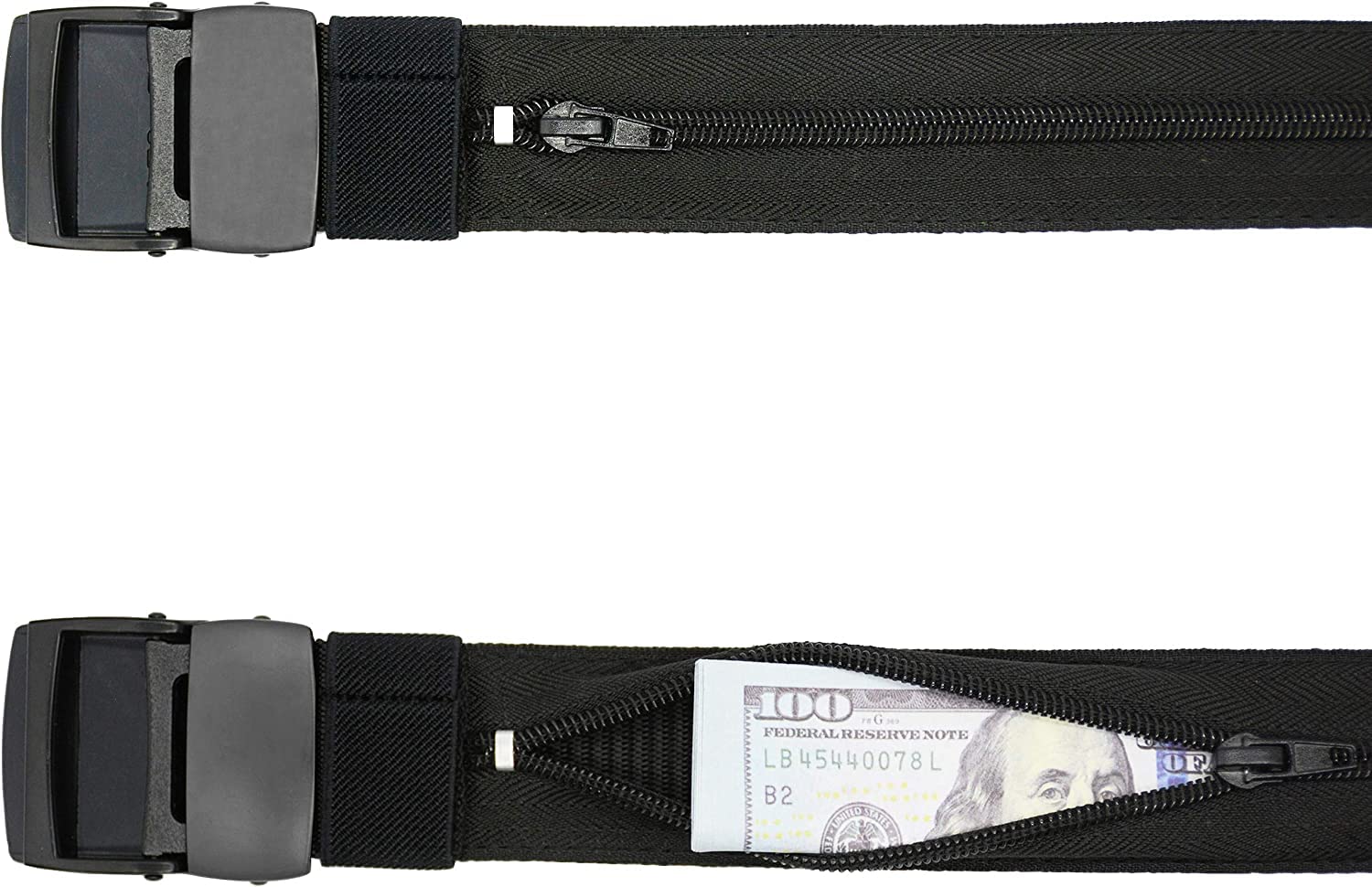 Money Belts for Travel for Men, Nylon Military Tactical Mens with Zinc Alloy Buckle, Security Money Belt with Hidden Money Pocket - Black