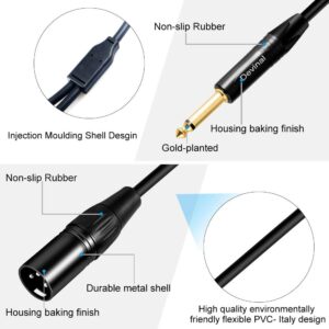 Devinal Dual 1/4 to XLR Y Splitter Cable, Double 6.35mm TS Male to XLR 3pin Male Stereo cord, Dual quarter inch Mono to XLR Male Plug Microphone Audio Converter Adapter 6 Feet 1.8m