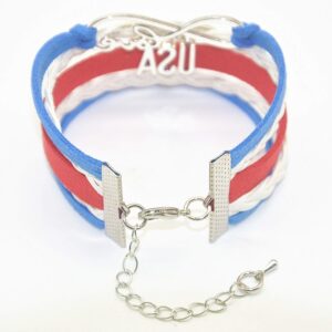 HCChanshi Usa Star Bracelet Jewelry Us Star Bracelet Jewelry Usa American Flag Bracelet Usa Gifts American Flag Usa Flag Gift (Royal Blue, White and Red)