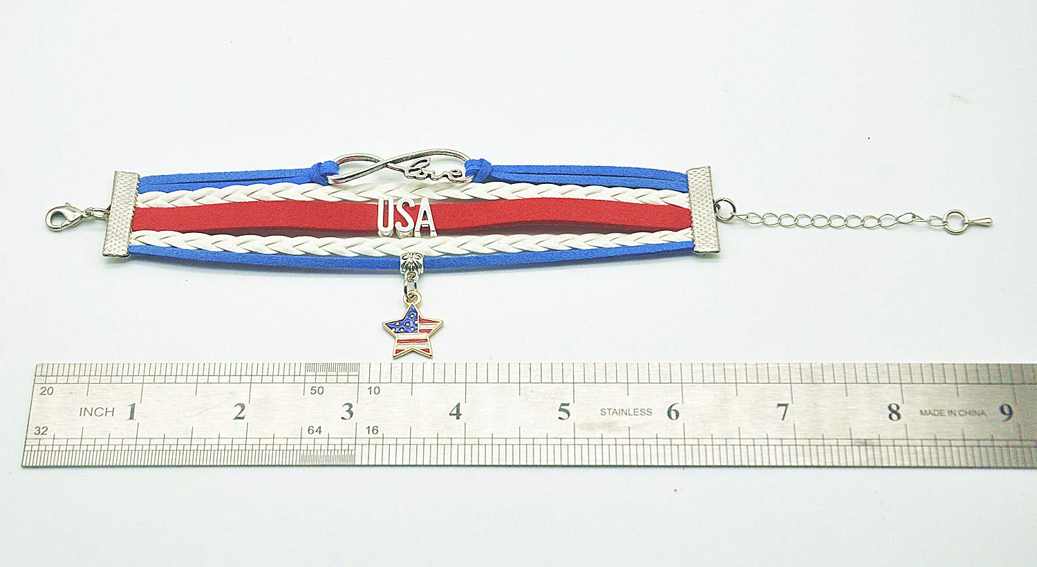 HCChanshi Usa Star Bracelet Jewelry Us Star Bracelet Jewelry Usa American Flag Bracelet Usa Gifts American Flag Usa Flag Gift (Royal Blue, White and Red)