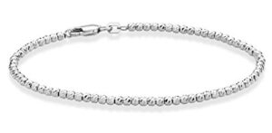 miabella 925 sterling silver or 18kt yellow gold over silver diamond-cut 2.5mm bead ball chain bracelet for women, made in italy (sterling-silver, length 6.5 inches (x-small))