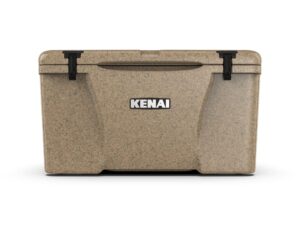 kenai 45 cooler | 45 qt ice chest durable rotomolded insulated | made in usa | warranty for life | for beach boat camping fishing hunting | k45 | sandstone