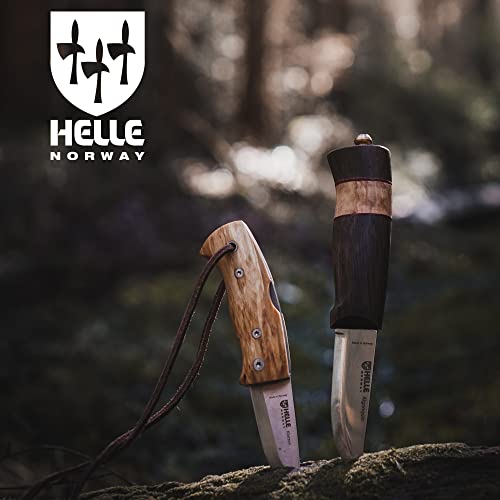 HELLE Knives - Kletten - Foldable Knife W/Clip - Birch Wood Handle - H3LS Stainless Steel - Made in Norway