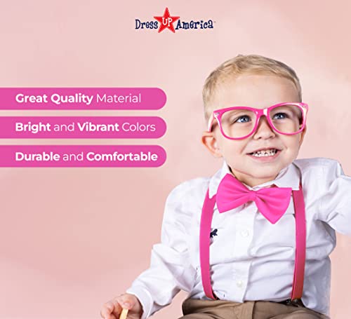 Dress Up America Bow Tie and Suspenders Set - Bow, Glasses & Suspenders for Boys and Girls, Party Accessories Adults & Kids