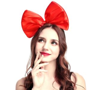 mxxgmyj bow headband headbands for women girls - 1pcs large red bow headbands/headwraps/hairband/headwear for birthday valentines day christmas gifts birthday party cosplay costume accessories gifts