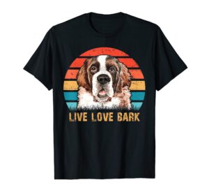 live love bark retro vintage saint bernard funny dog lover t-shirt