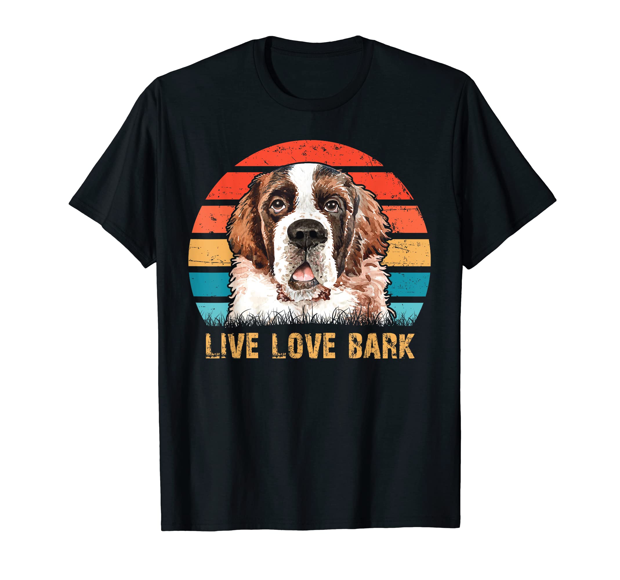 Live Love Bark Retro Vintage Saint Bernard Funny Dog Lover T-Shirt