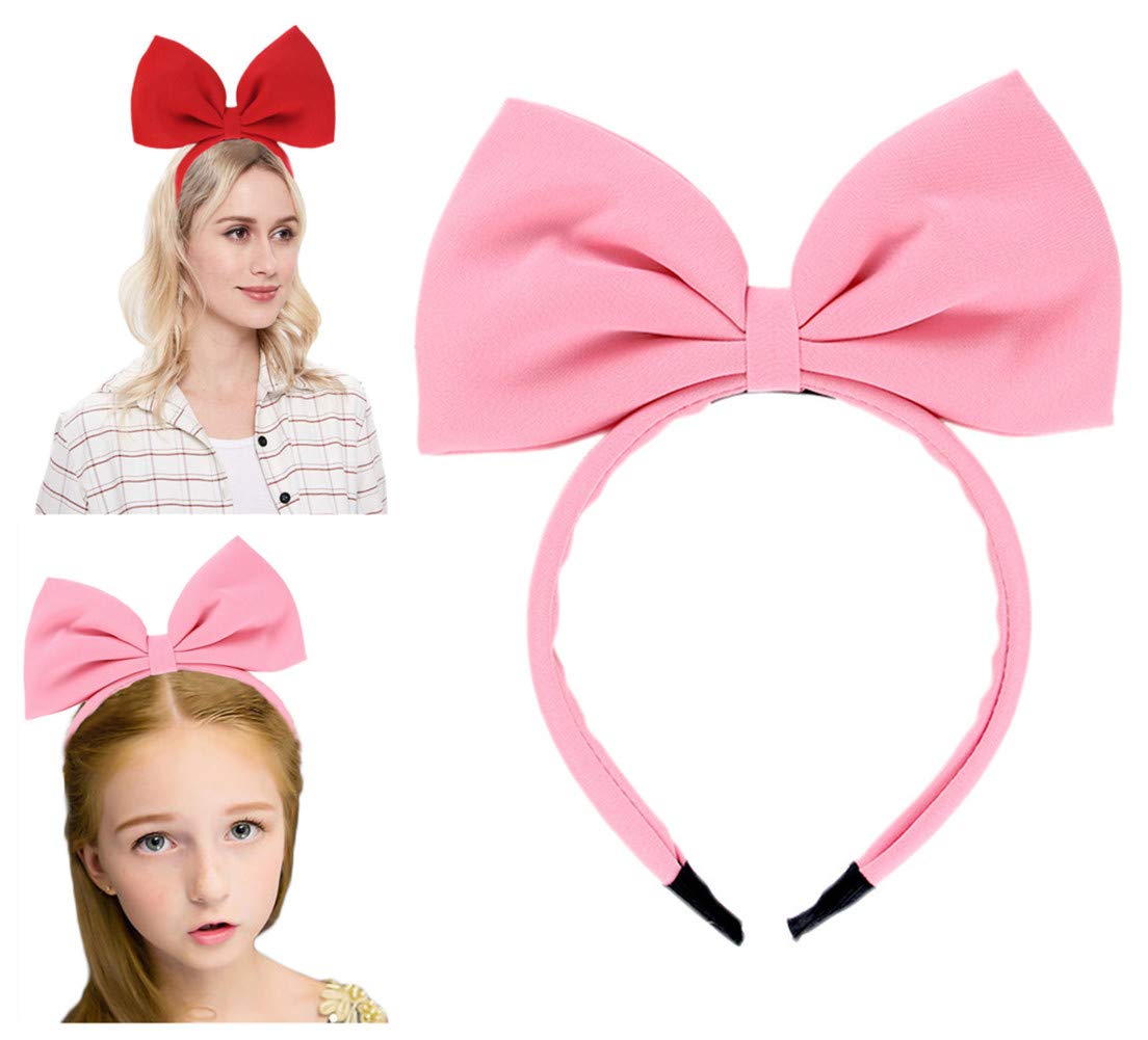 MXXGMYJ Women Big Bows Headbands Bow Headband Hairbands for Women Girls Bow Hair Hoop Birthday Halloween Christmas Party Costume Accessories Gifts Pink 1Pcs