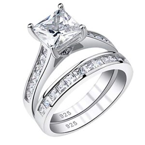 newshe jewellery wedding rings for women aaaaacz 925 sterling silver engagement ring sets princess 4.1ct size 7