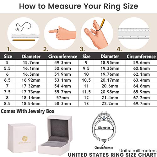 Newshe Jewellery Wedding Rings for Women AAAAACz 925 Sterling Silver Engagement Ring Sets Princess 4.1Ct Size 7