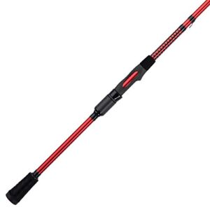 shakespeare ugly stik 7’ carbon spinning rod, one piece spinning rod, 6-10lb line rating, medium light rod power, fast action, 1/8-1/2 oz. lure rating, red/black