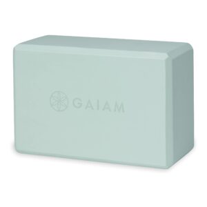 gaiam yoga block - supportive latex-free eva foam - soft non-slip surface with beveled edges for yoga, pilates, meditation - yoga accessories for stability, balance, deepen stretches (cool mint)