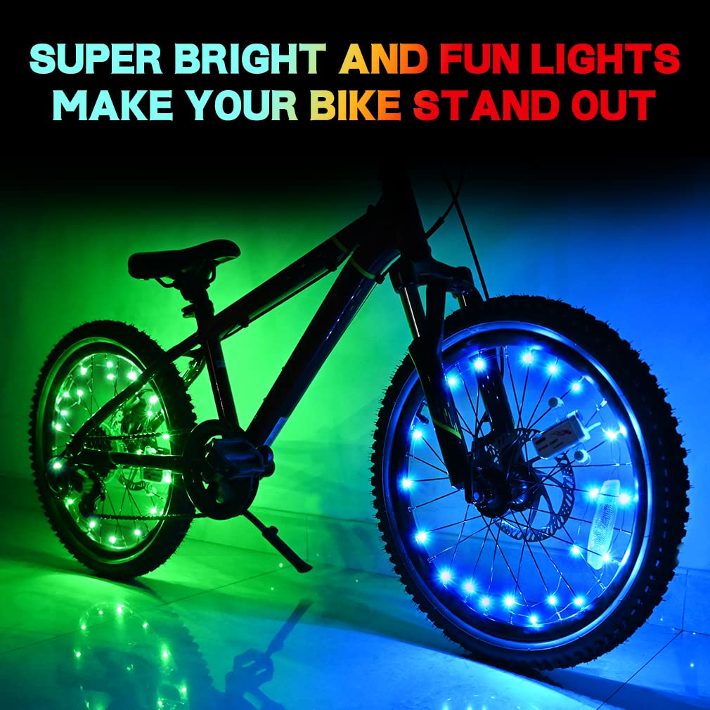 TINANA LED Bike Wheel Lights Ultra Bright Waterproof Bicycle Spoke Lights Cycling Decoration Safety Warning Tire Strip Light for Kids Adults Night Riding 1Pack (Green)