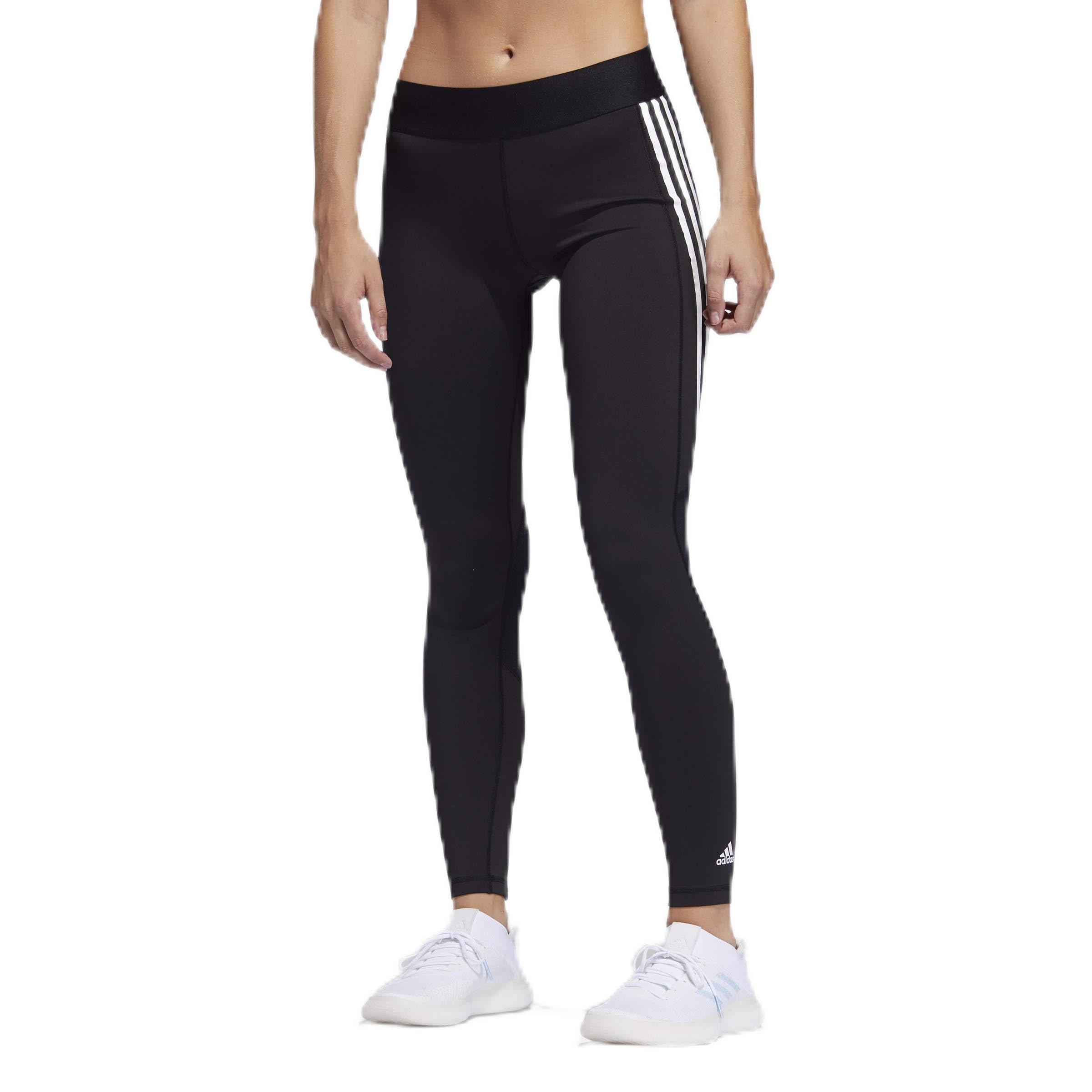 adidas womens Alphaskin 3-Stripes Long Tights Black/White Small