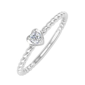 finerock 0.05 cttw diamond promise ring band in 10k white gold - igi certified (ring size 4) (i1-i2 clarity)