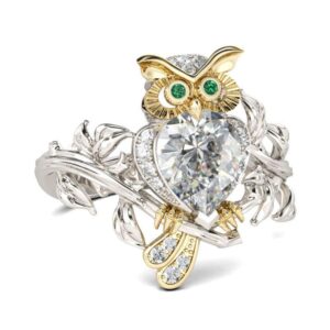 jeulia 3 carat owl rings women two tone pear cut cubic zirconia engagement ring 925 sterling silver wedding rings cz solitaire rings anniversary promise romantic gift (7)