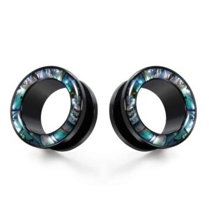 kubooz gauges for ears, surgical steel plugs, flesh stretchers earrings, size 2g to 1 inch black screw tunnels piercing.