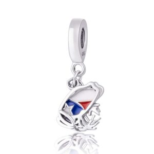 chesirt puerto rico map flag charm, frog pendant charm,animal enamel charm 925 sterling silver fit european bracelet&necklace