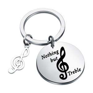 bekech music keychain music lover gifts nothing but treble keychain with music note charm g clef note musical jewelry gift for musicians music teachers students (silver)