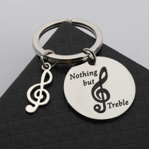 BEKECH Music Keychain Music Lover Gifts Nothing But Treble Keychain with Music Note Charm G Clef Note Musical Jewelry Gift for Musicians Music Teachers Students (silver)