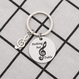 BEKECH Music Keychain Music Lover Gifts Nothing But Treble Keychain with Music Note Charm G Clef Note Musical Jewelry Gift for Musicians Music Teachers Students (silver)