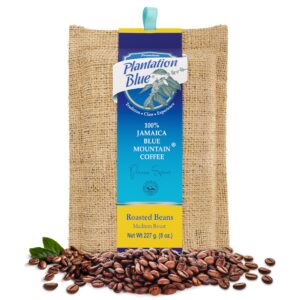 plantation blue 100% blue mountain coffee medium roast whole beans from jamaica (8oz)