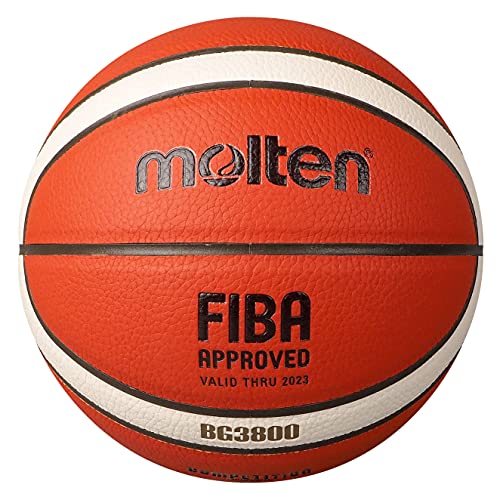 Molten BG3800 Basketball, Indoor, FIBA Approved, Composite Leather, Size 5, Orange/Ivory, Suitable for Boys Age 7, 8, 9, 10 & 11, Girls Age 12 & 13