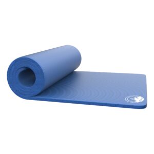 foam sleeping pad for camping - 0.75-inch-thick waterproof sleep pad with carry straps for cots, tents, or sleepovers by wakeman outdoors (blue)