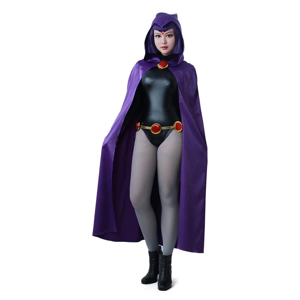 miccostumes Women's Costume Magical Girl Cosplay Fighting Bodysuit Full Set With Purple Hooded Cloak (M)