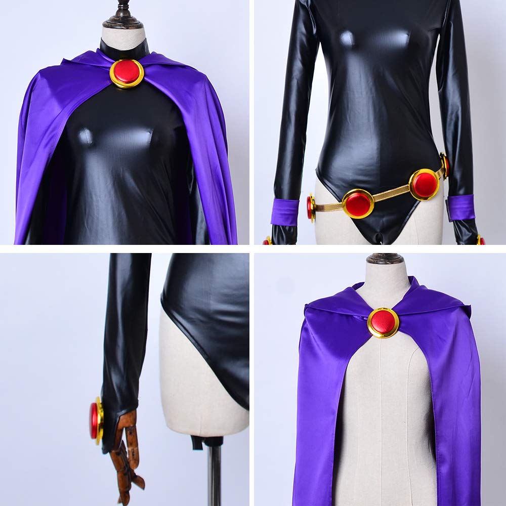 miccostumes Women's Costume Magical Girl Cosplay Fighting Bodysuit Full Set With Purple Hooded Cloak (M)