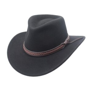 Sturgis Crushable Wool Felt Outback Western Style Cowboy Hat by Silver Canyon, Black