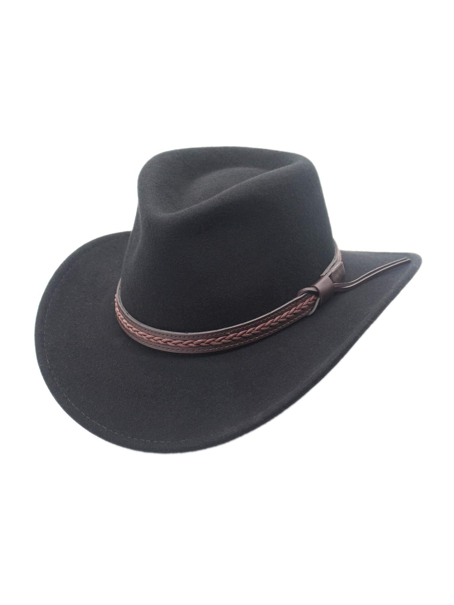 Sturgis Crushable Wool Felt Outback Western Style Cowboy Hat by Silver Canyon, Black