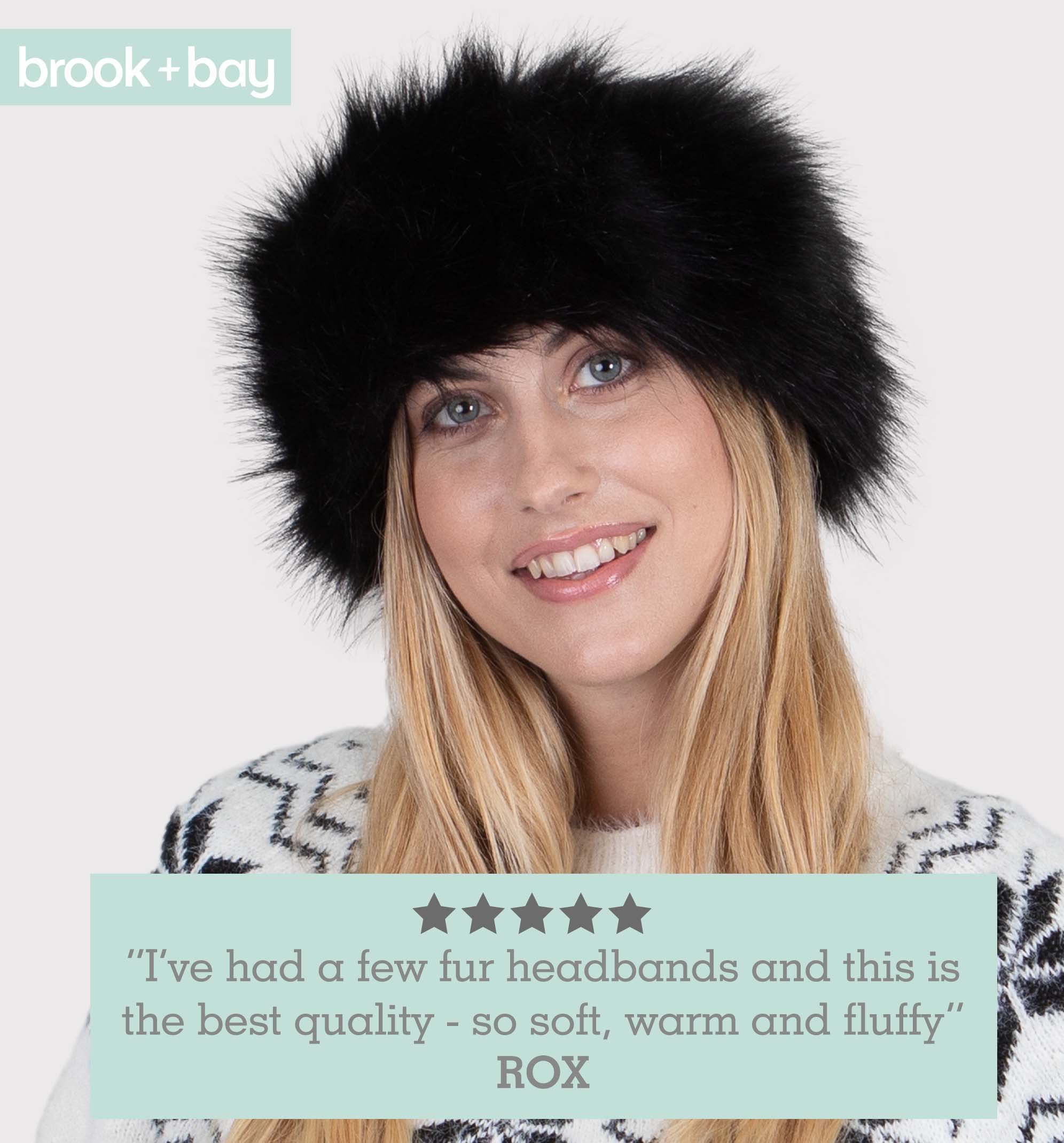 Brook + Bay Faux Fur Headband for Winter - Furry Headbands for Women, Fluffy Headwarmer, Furry Crown, Earwarmer Headband