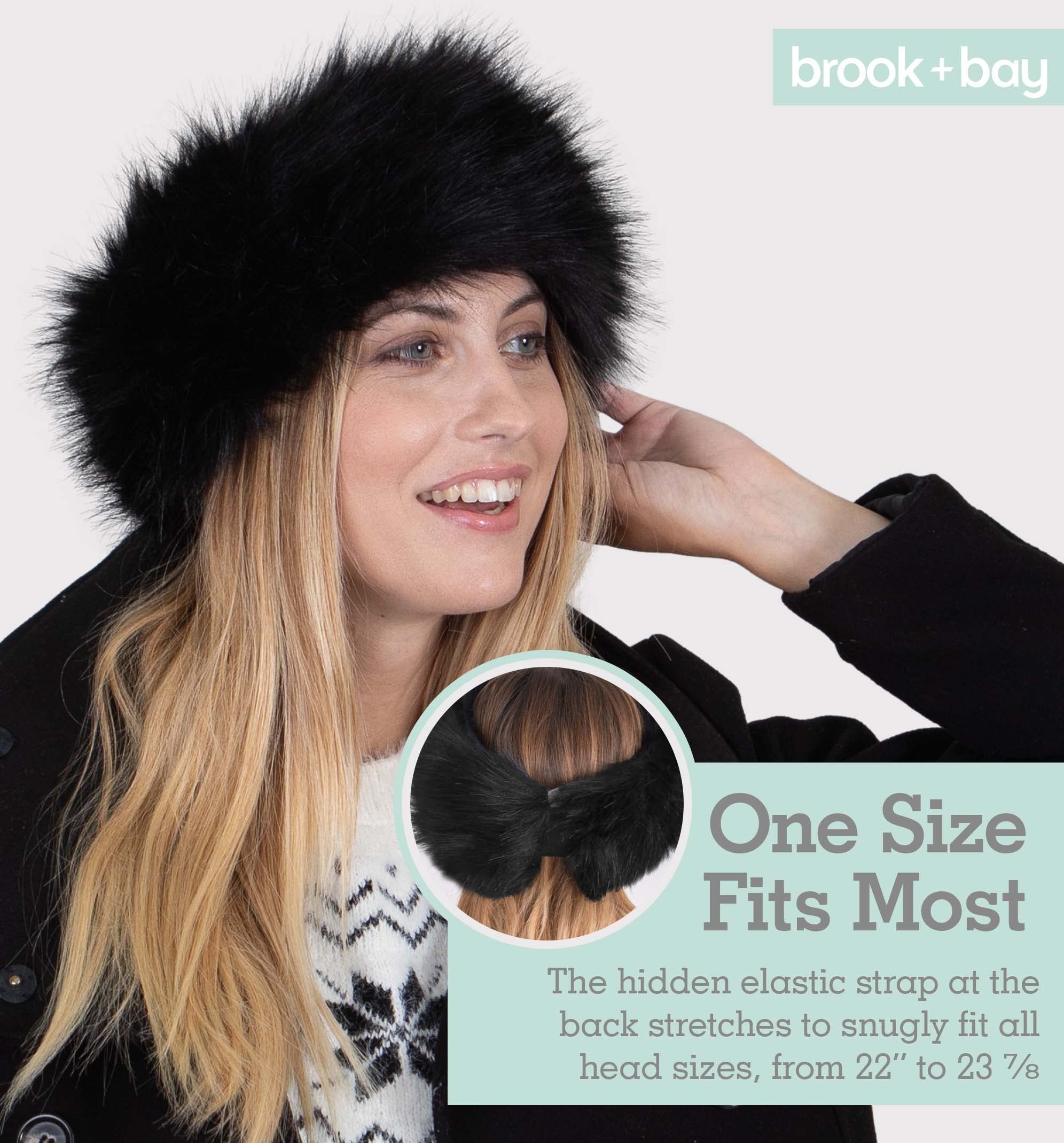 Brook + Bay Faux Fur Headband for Winter - Furry Headbands for Women, Fluffy Headwarmer, Furry Crown, Earwarmer Headband