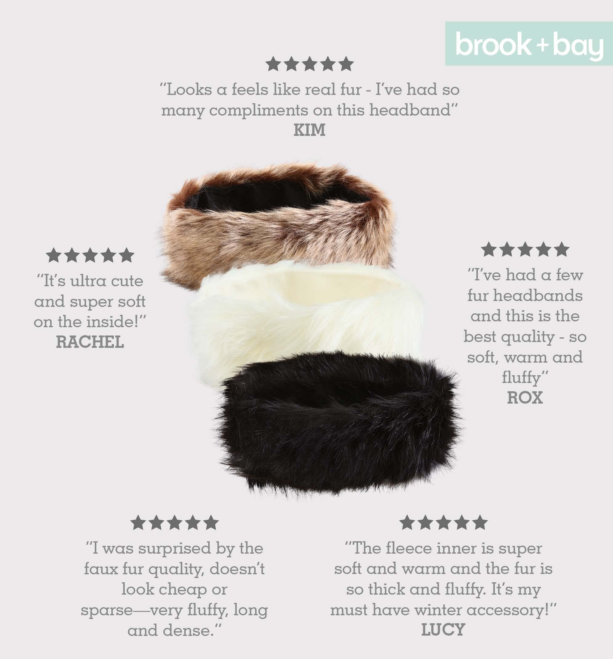 Brook + Bay Faux Fur Headband for Winter - Furry Headbands for Women, Fluffy Headwarmer, Furry Crown, Earwarmer Headband