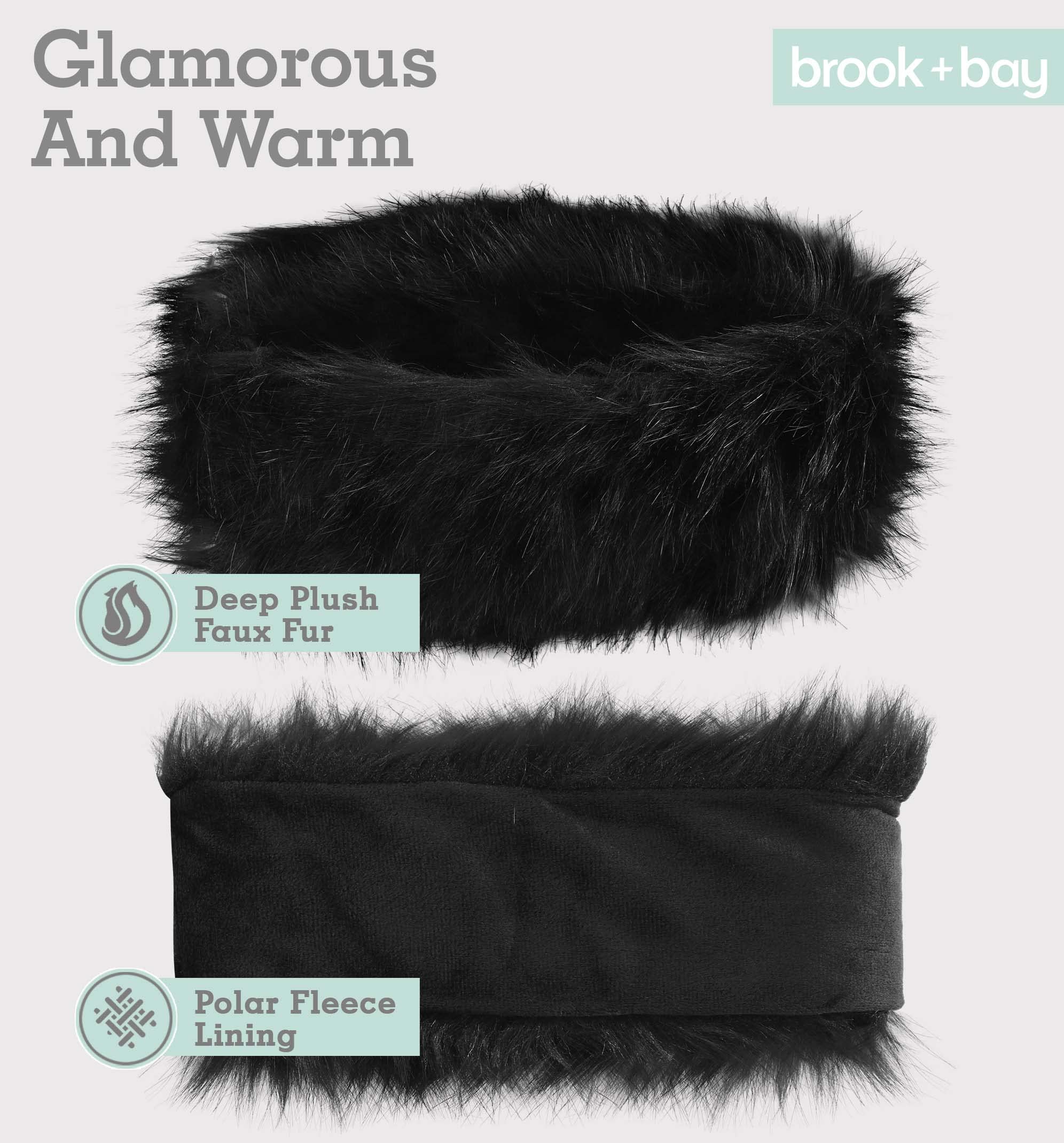 Brook + Bay Faux Fur Headband for Winter - Furry Headbands for Women, Fluffy Headwarmer, Furry Crown, Earwarmer Headband