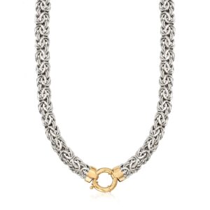 Ross-Simons Sterling Silver Byzantine Necklace With 14kt Yellow Gold. 18 inches