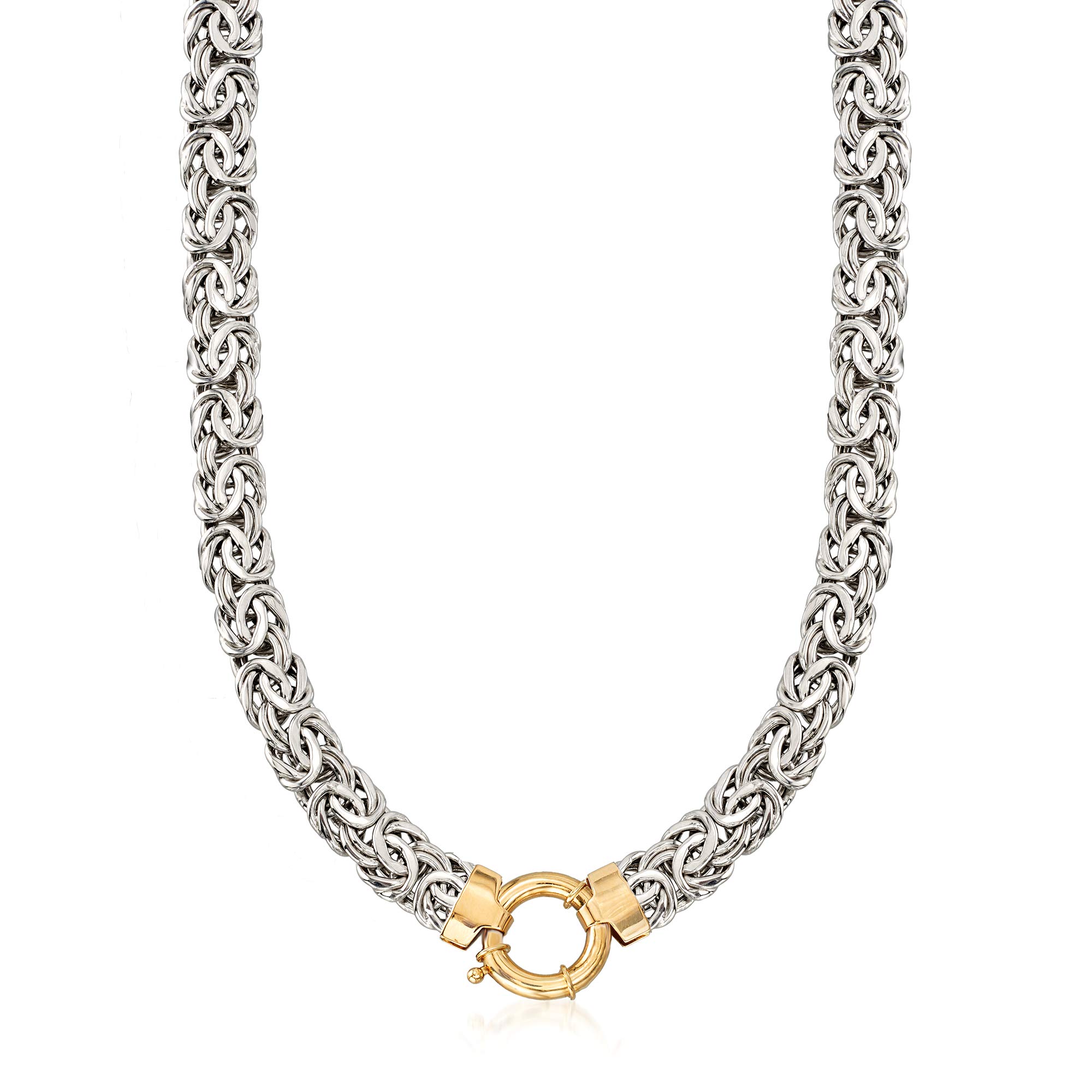 Ross-Simons Sterling Silver Byzantine Necklace With 14kt Yellow Gold. 18 inches